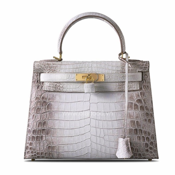 H🐊 | Bags | H Kelly 25 Sellier Beton Himalayan Embossed Alligator ...
